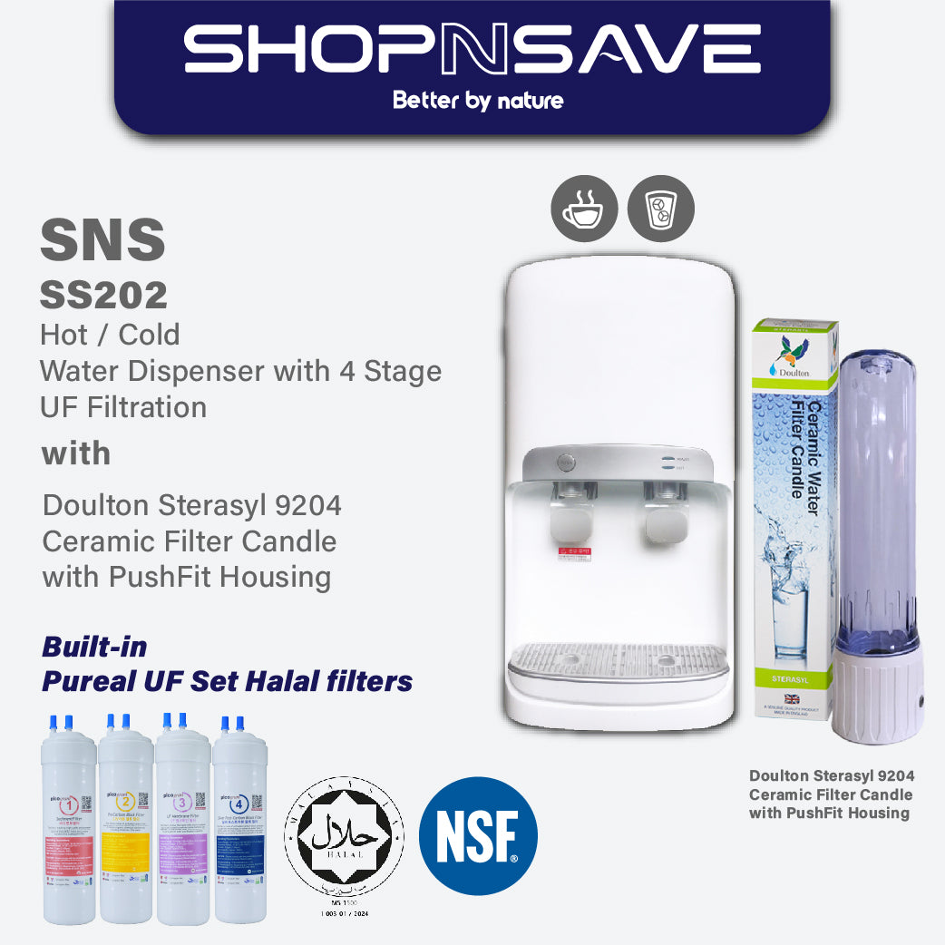 [SNS] SS202 Hot Ambient Cold Water Purifier (Pureal 4 Stage Halal Filt ...