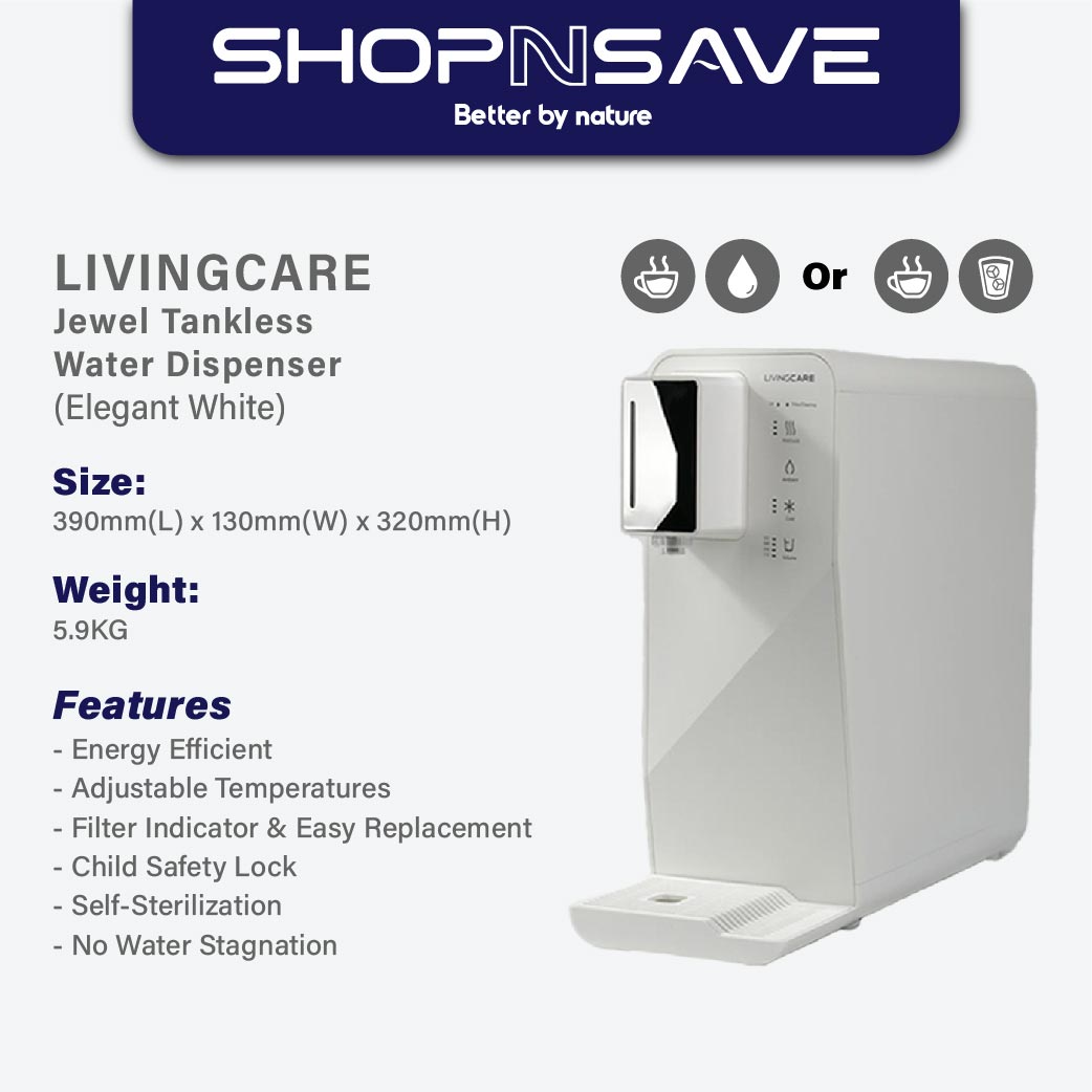 Livingcare Jewel Hot & Ambient Tankless Water Dispenser (FREE Doulton ...