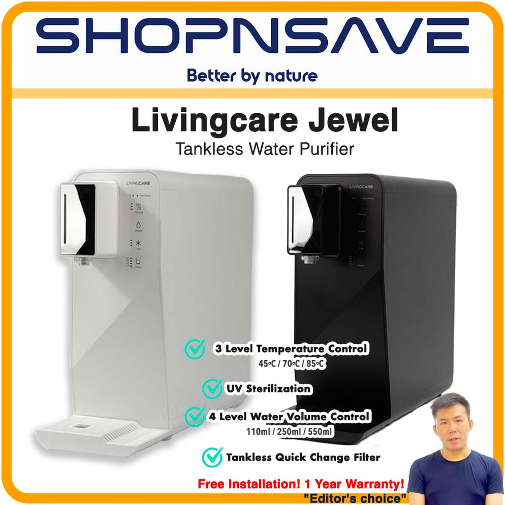 Livingcare Jewel Hot& Ambient Tankless Water Dispenser (Elegant White ...